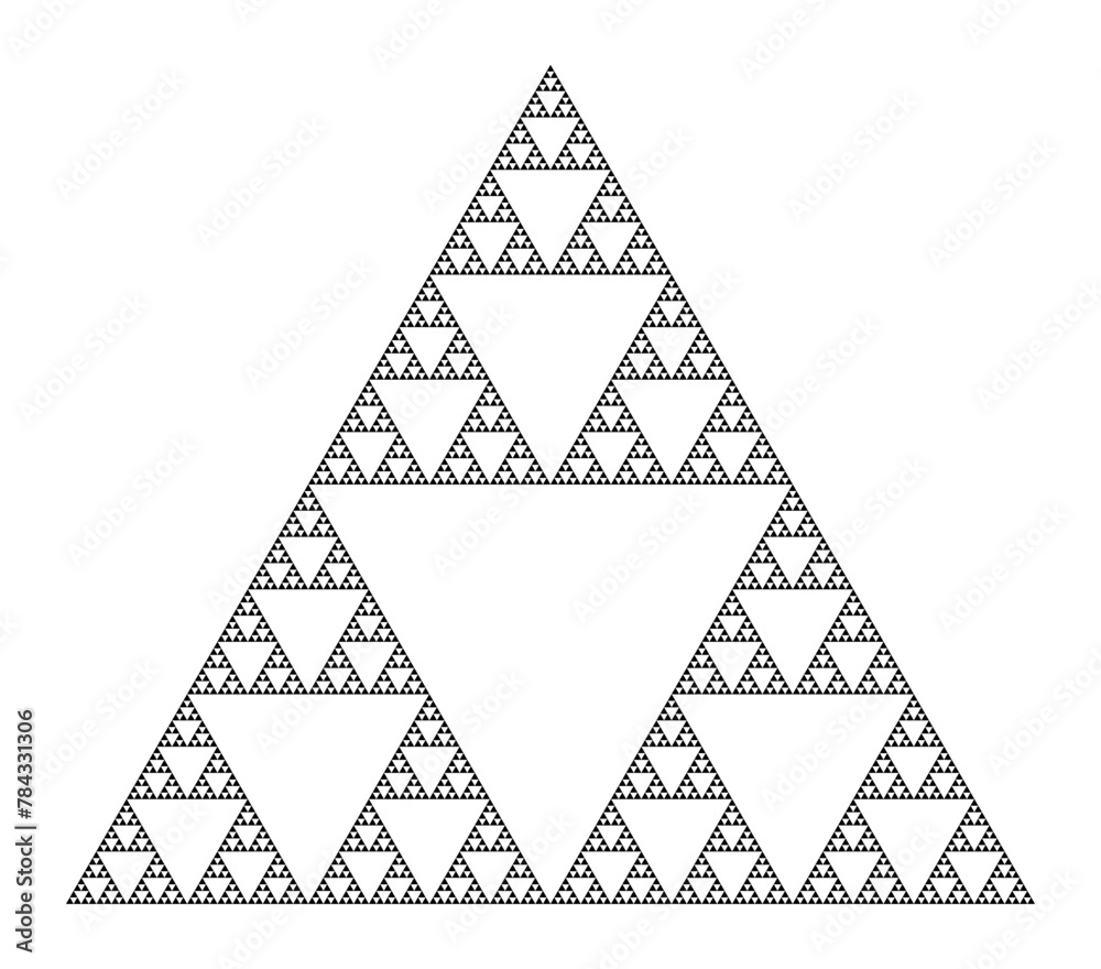 Vecteur Stock Sierpinski triangle, a plane fractal, seventh iteration ...