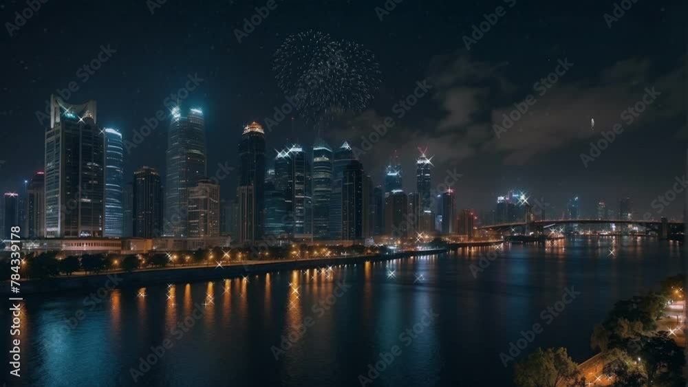 city skyline at night, background, 4k, animation video, Seamless ...