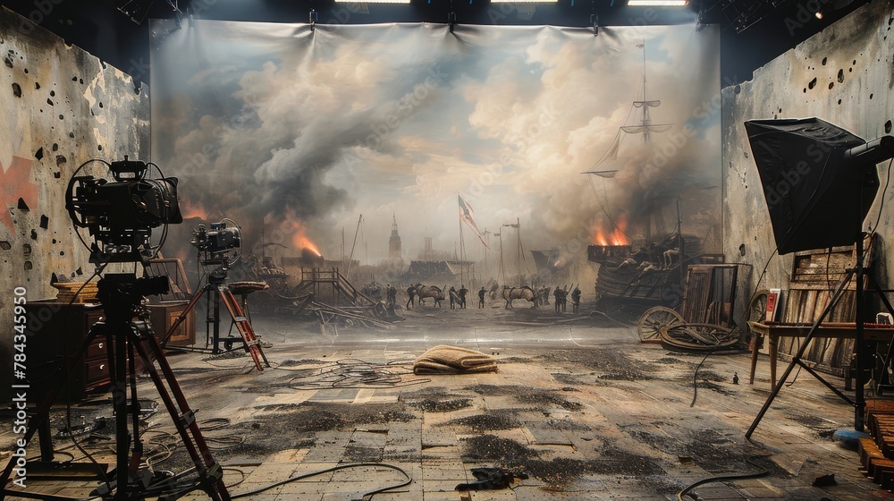 Capturing a fierce naval battle, this film set comes alive with a ...