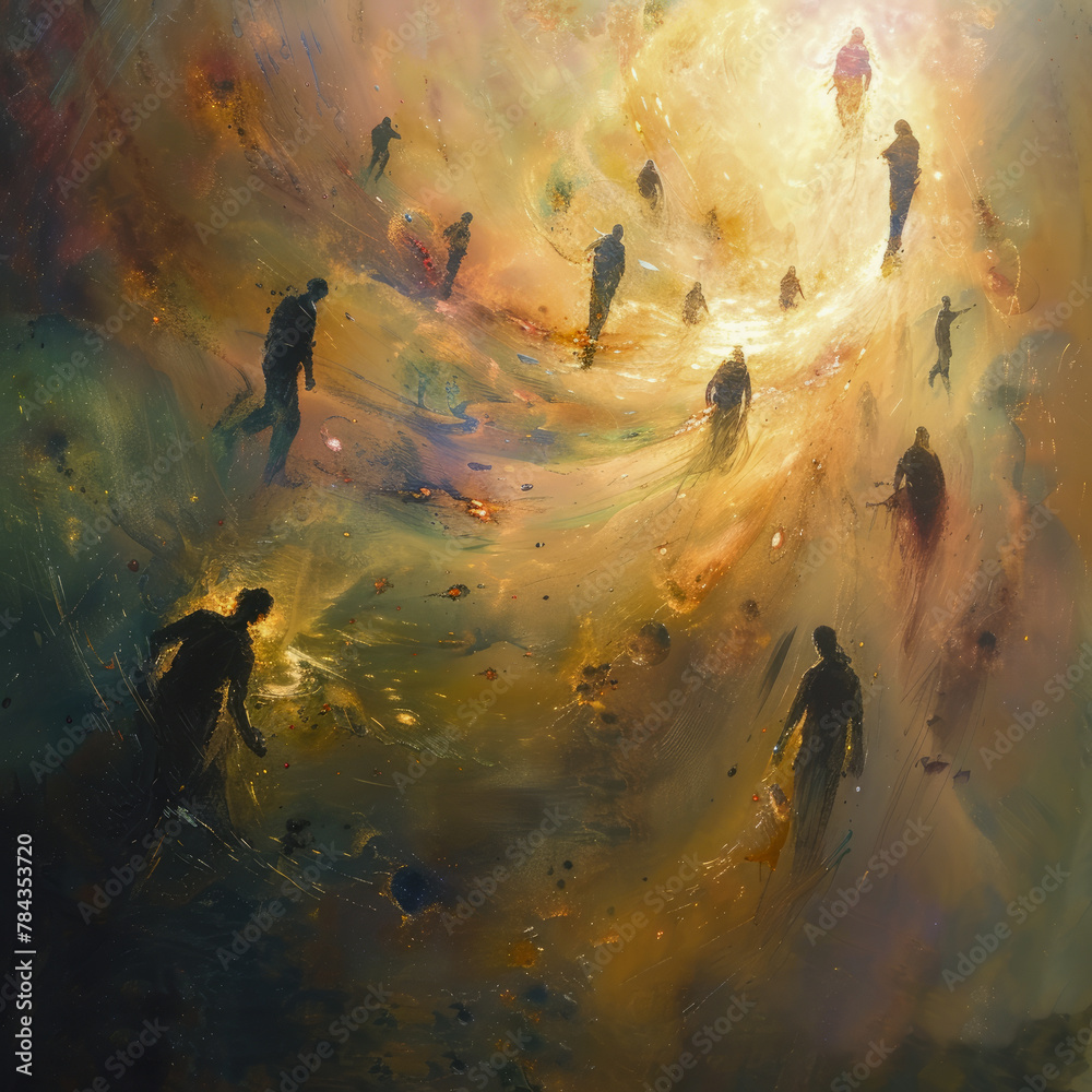 An abstract depiction of the transition from life to the afterlife ...