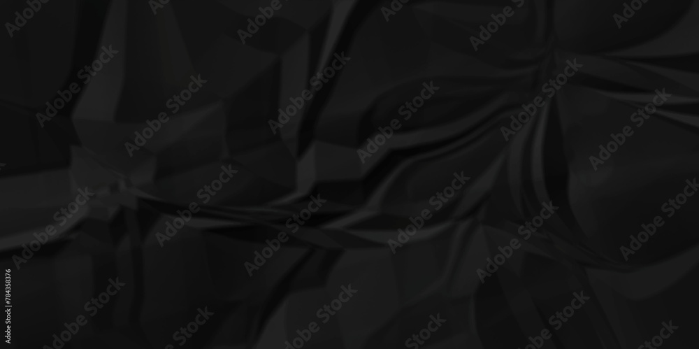 Dark black crumple paper wrinkled poster template ,blank glued creased ...