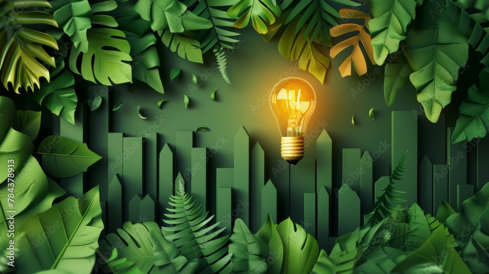 Environment and Ecology: A 3D vector illustration of a lightbulb ...