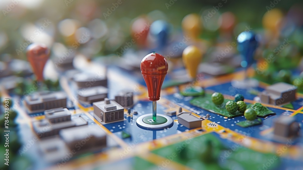 Event Planning: A 3D vector illustration of a map with pins for event ...