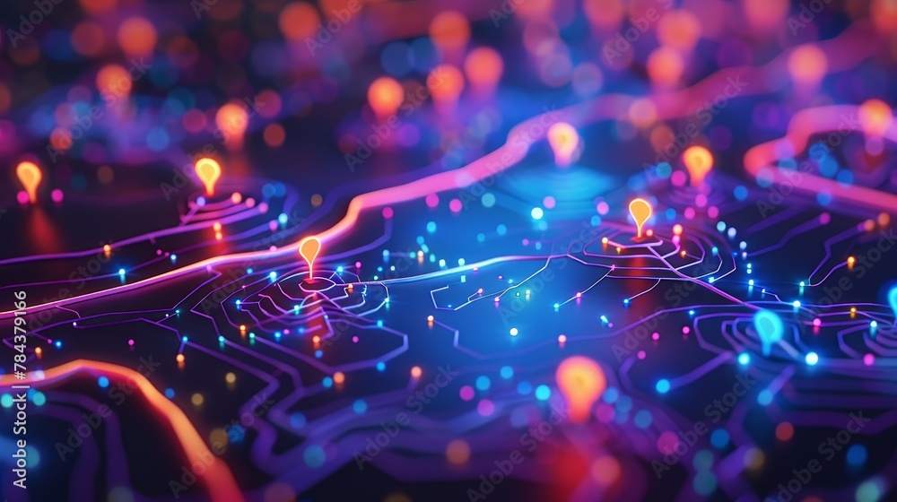 Geographic Information System (GIS): A 3D vector illustration of a map ...