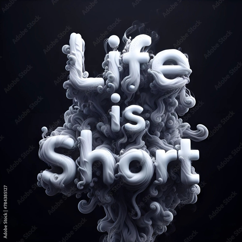 The phrase “Life is short” is made in a combination of crisp letters ...