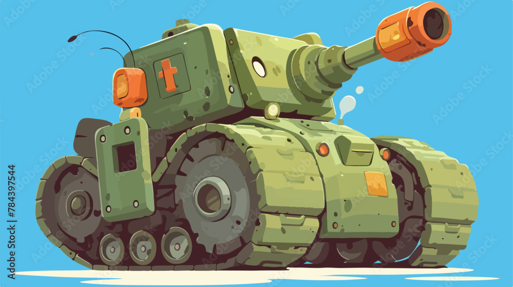 Cute Tank Clipart 2d flat cartoon vactor illustration Stock Vector ...