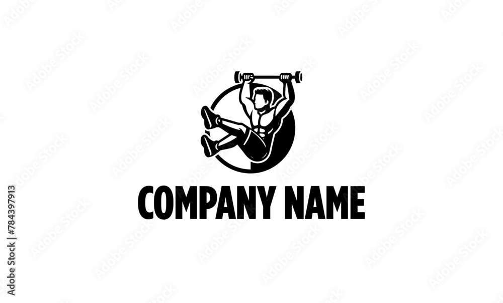 Calisthenics Athelete Mascot Logo Icon in Black and White Stock Vector ...