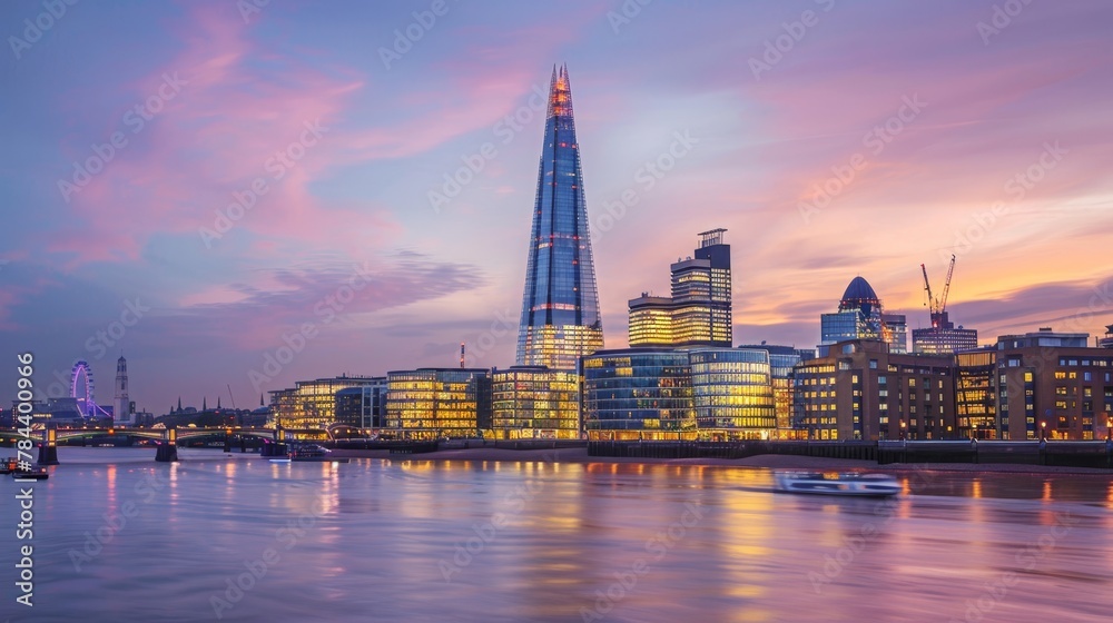 High-resolution image of the London skyline at dusk, featuring the ...