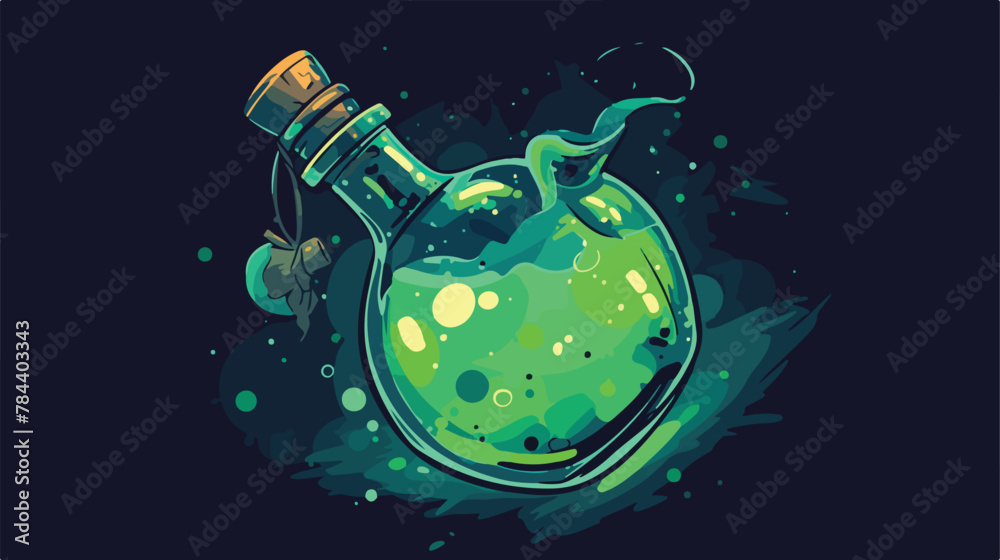 Fantasy Potion Bottle 2d flat cartoon vactor illustration Stock Vector ...
