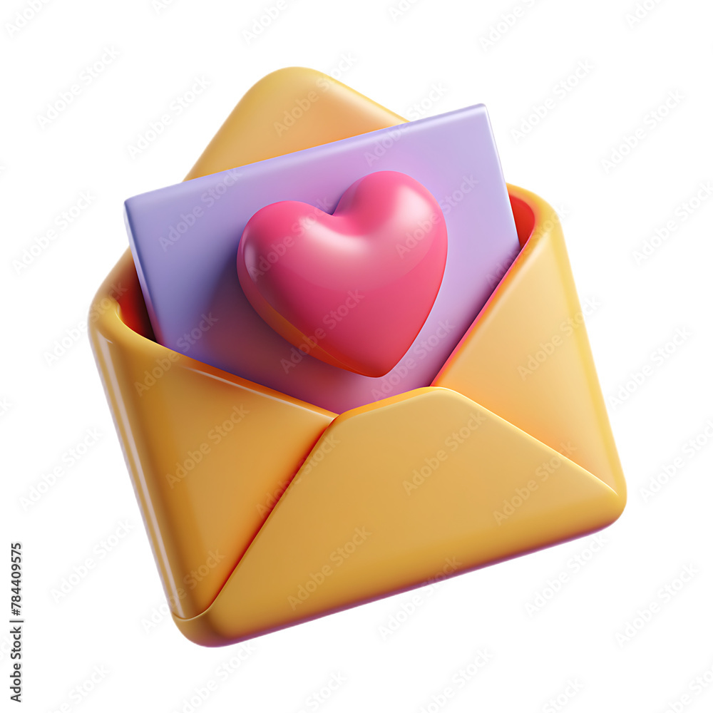 email with heart icon 3d background illustration Stock Illustration ...