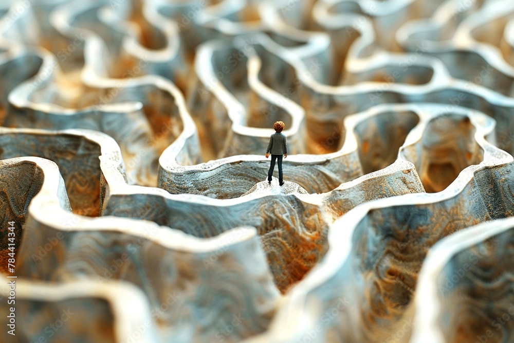 Maze of Self-Discovery In a whimsical maze, a tiny explorer navigates ...