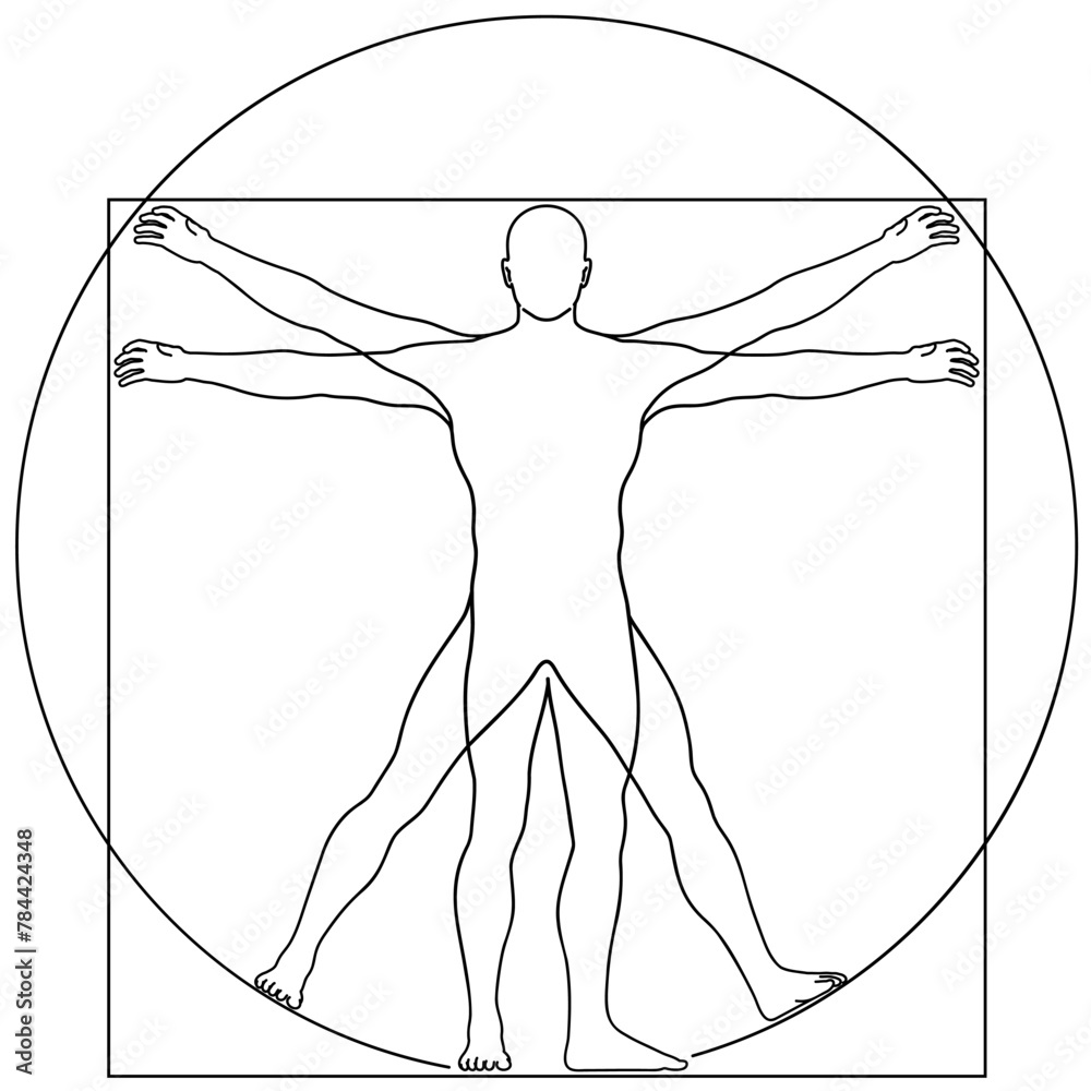 Vector Illustration Based on Leonardo da Vinci’s Vitruvian Man. Concept ...
