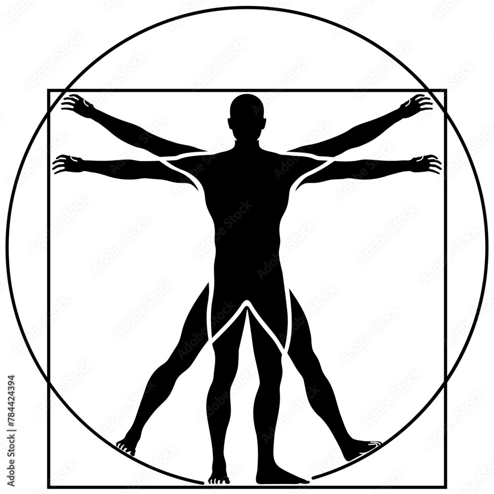 Vector Illustration Based on Leonardo da Vinci's Vitruvian Man. Concept ...