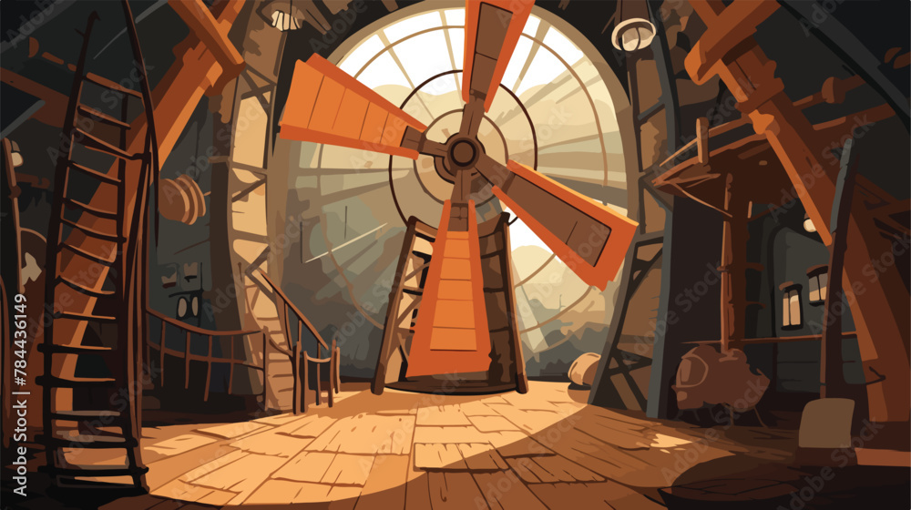 Inside a windmill .. 2d flat cartoon vactor illustration Stock Vector ...