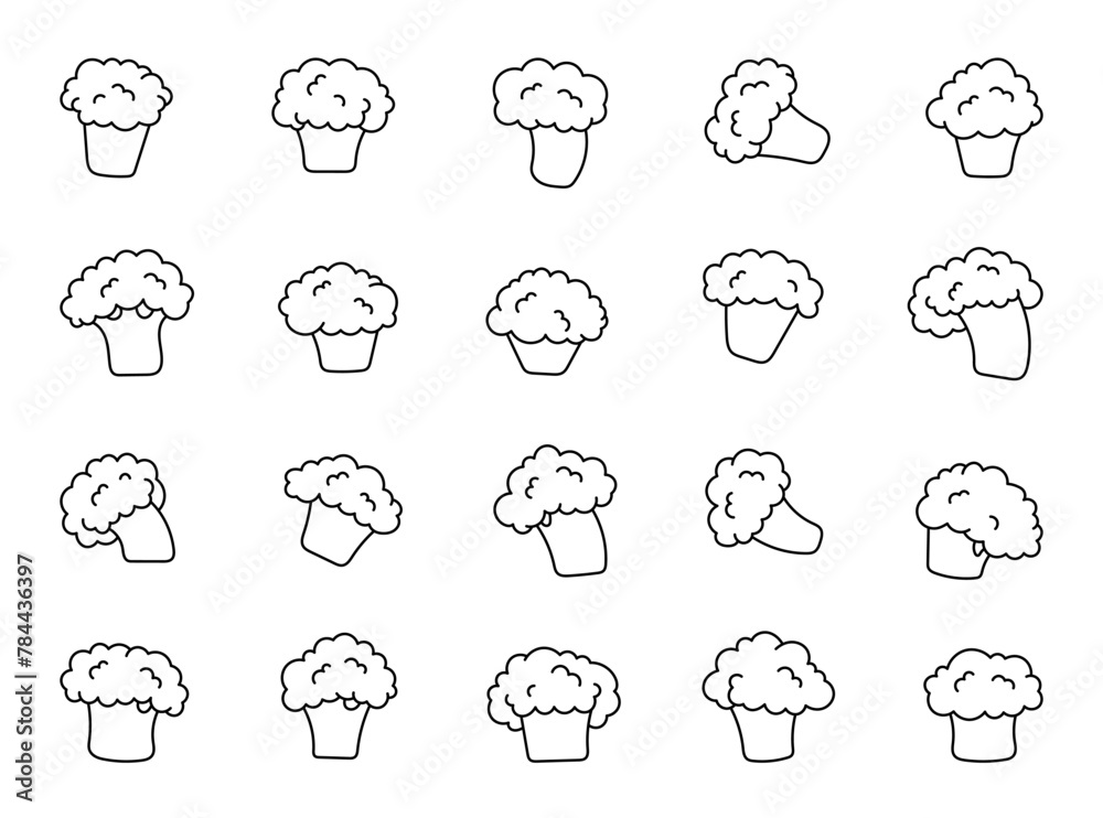 Broccoli vegetables. Coloring Page. Healthy food. Hand drawn style ...