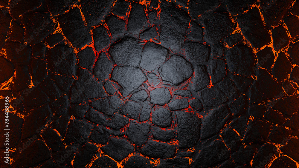 Abstract rock background with lava gaps between the stones. Mainers ...