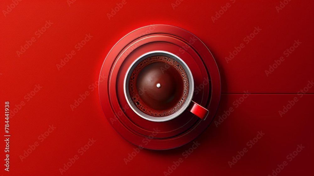 This coffee power modern banner shows a cup top view, a mug with hot ...