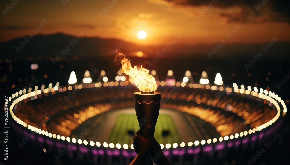 iconic Olympic flame burns vibrantly, a beacon of hope and unity in the ...