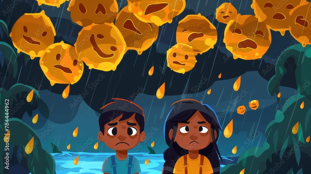 Racism, bullying, and violence cartoon banners. Cartoons with sad Asian ...