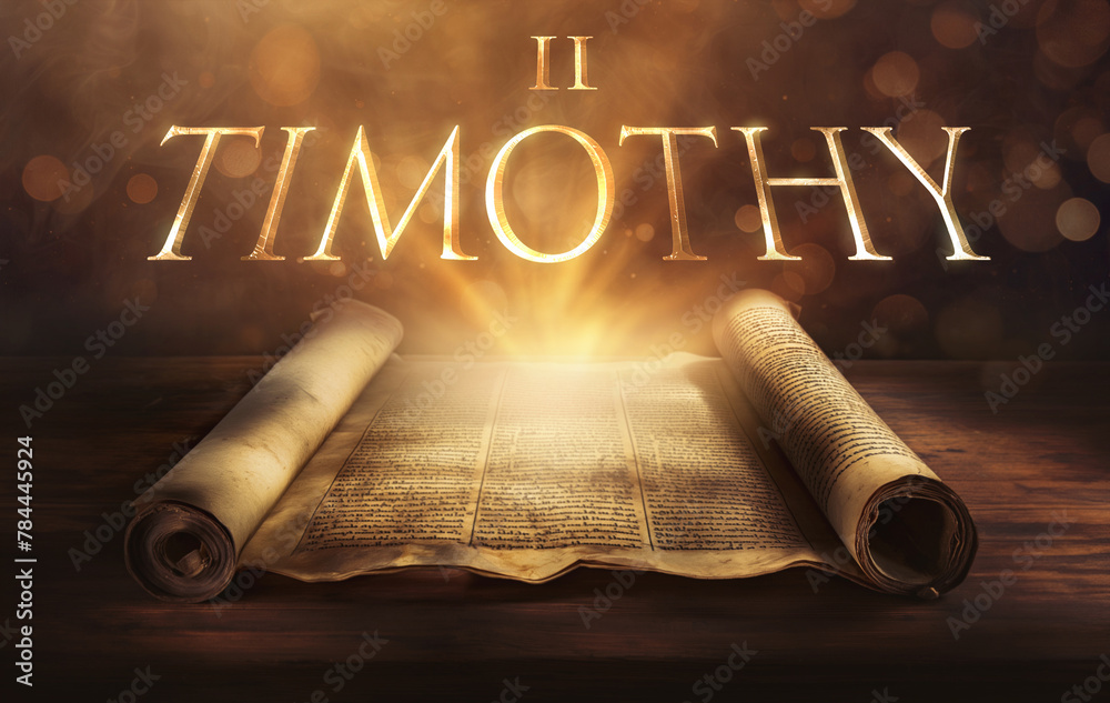 Glowing open scroll parchment revealing the book of the Bible. Book of ...