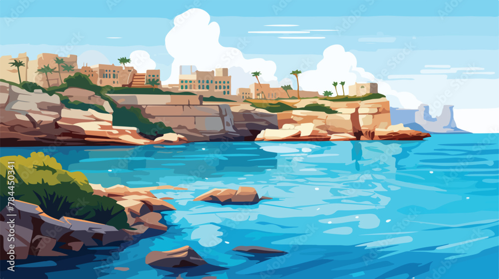 Malta Blue Lagoon .. 2d flat cartoon vactor illustration Stock Vector ...