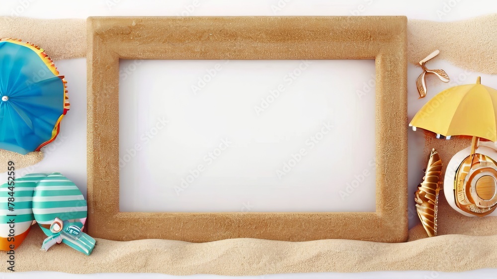 summer banner background template. summer greetings card. white empty ...