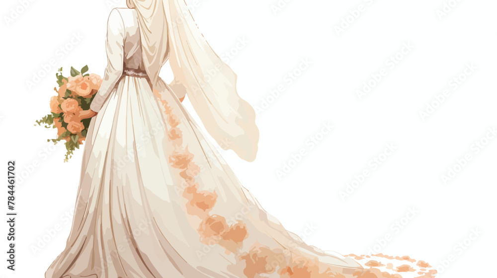 Muslim Bride background Watercolor Clipart 2d flat cartoon Stock Vector ...
