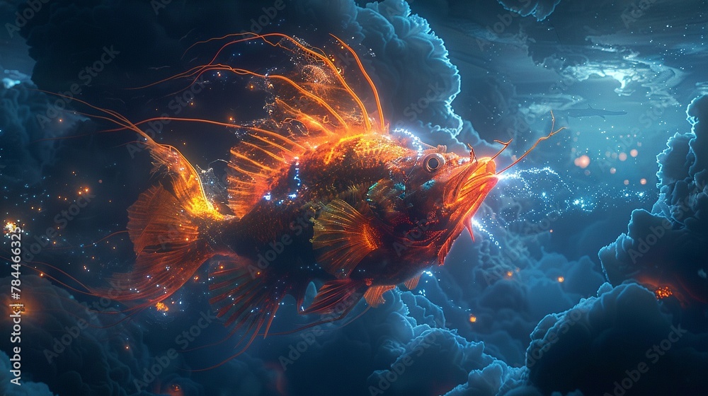 A magical moment captured as a flying octopus unfurls its tentacles and ...