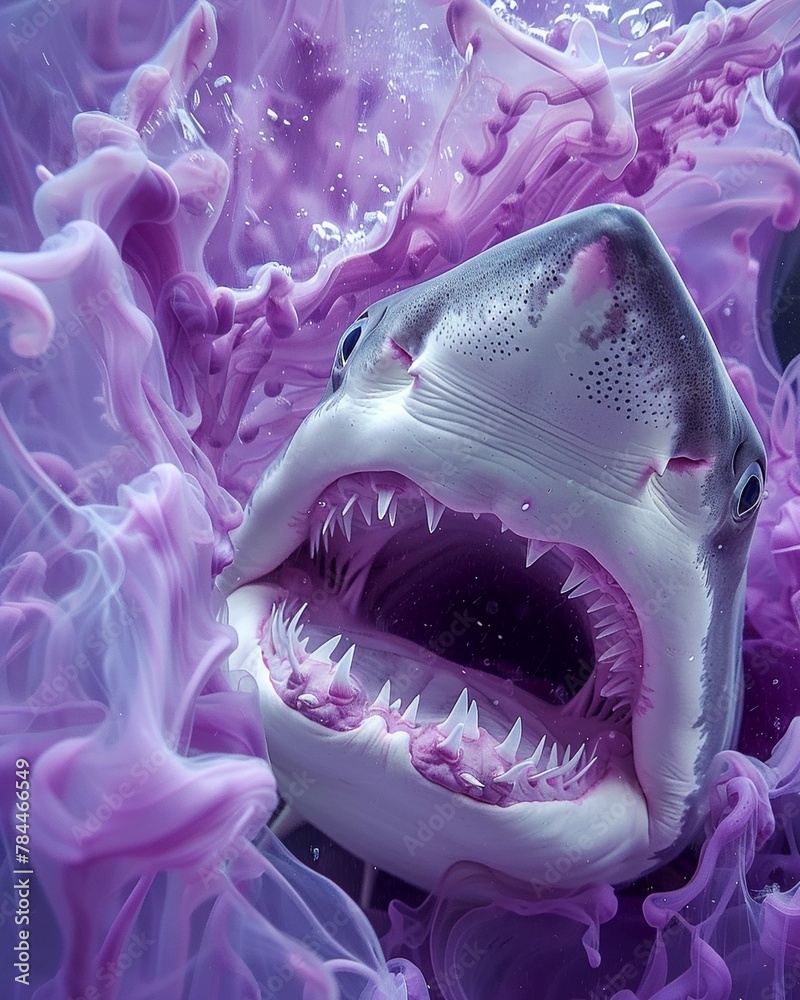 A vivid depiction showcases the gills of a shark, illustrating its ...