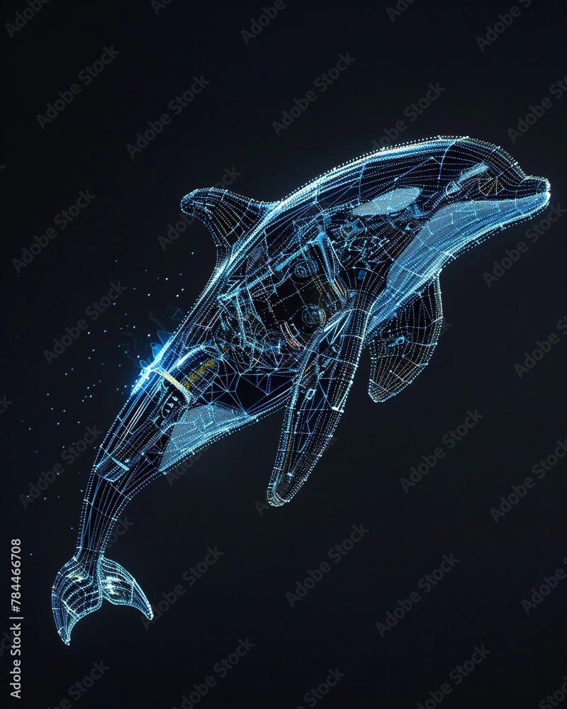 An artistic rendering explores the sleek and muscular body of an orca ...
