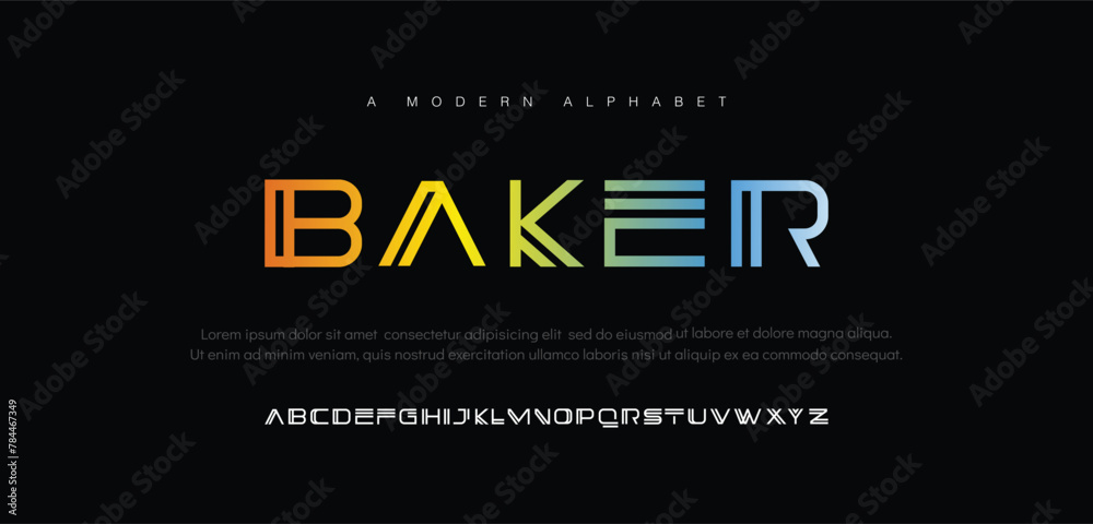 Baker Minimal modern alphabet fonts and numbers. Abstract urban thin ...