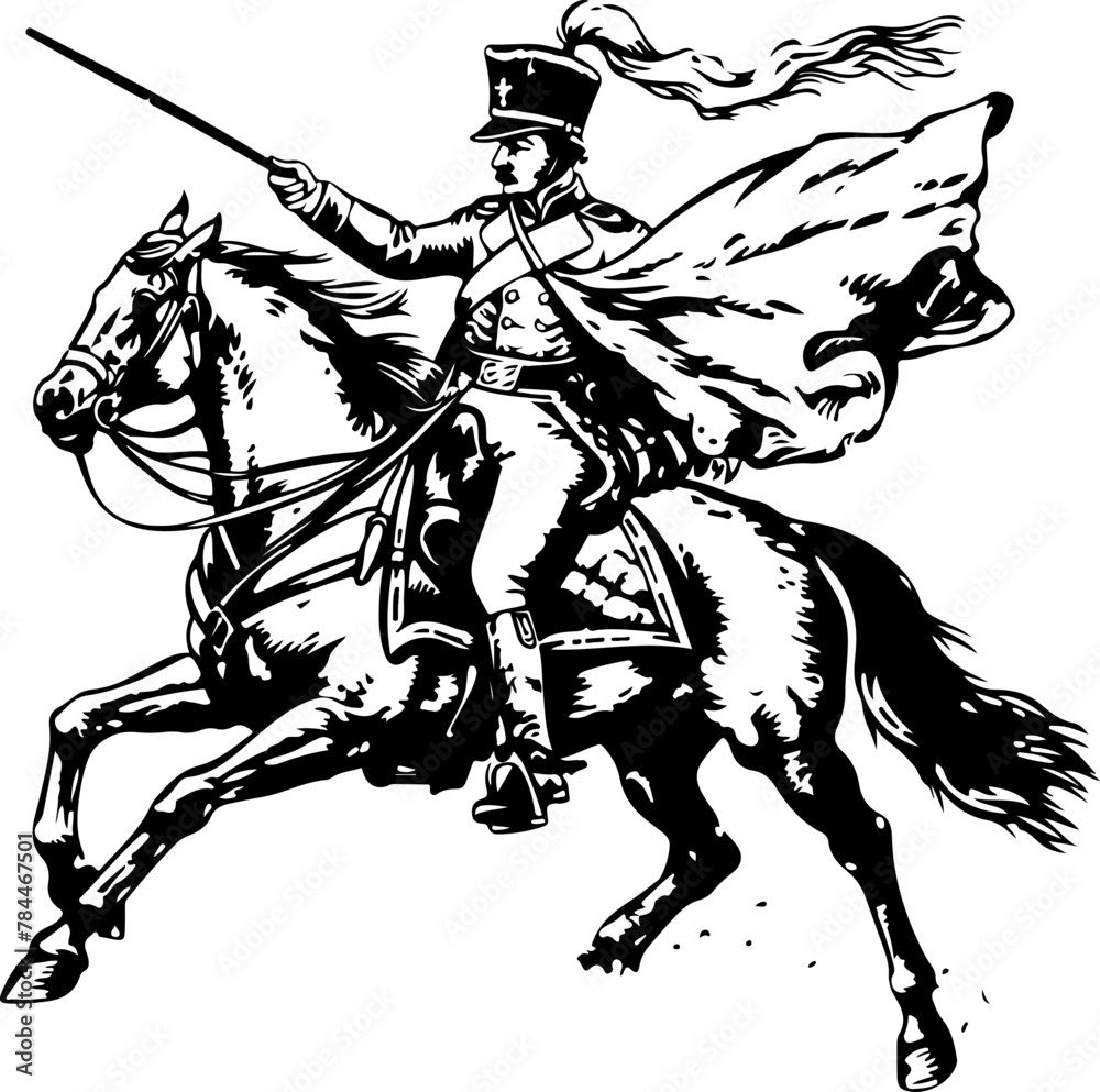 Dynamic image of a Hussar cavalryman charging into battle, ideal for ...