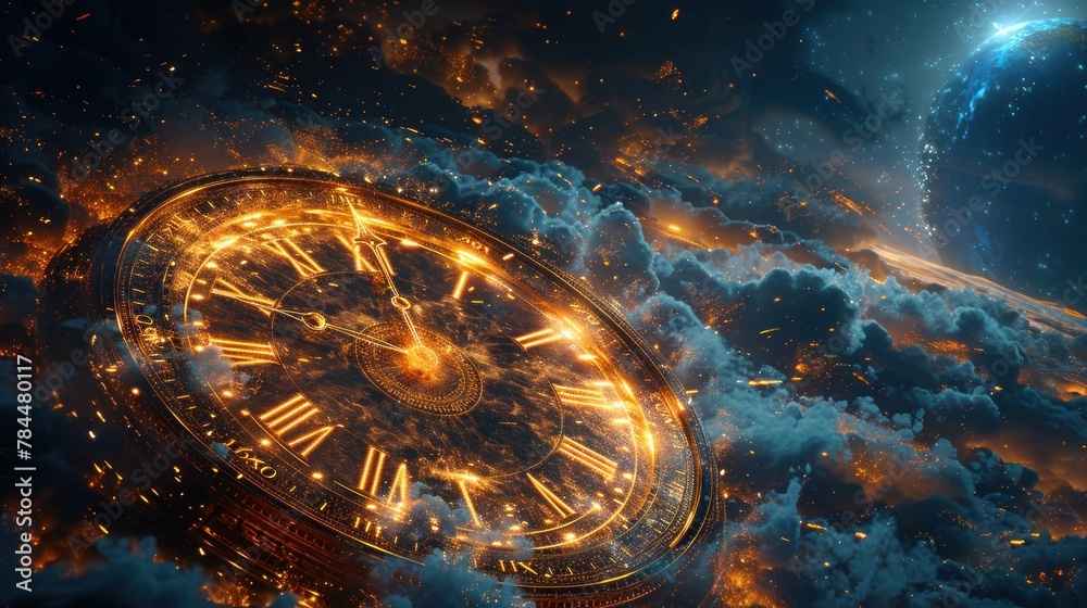 Time Travel Technology Background with the concept of Clocks and Time ...