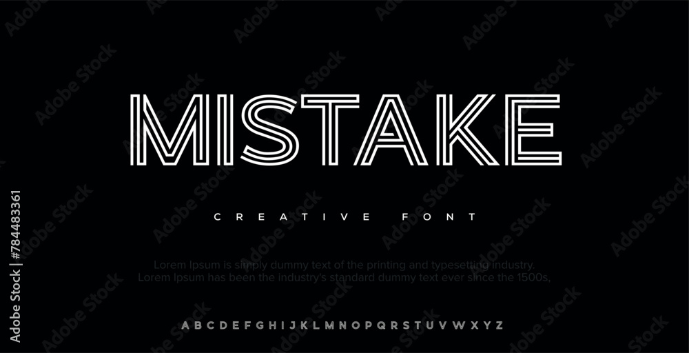 Mistake Double line monogram alphabet and tech fonts. Lines font ...
