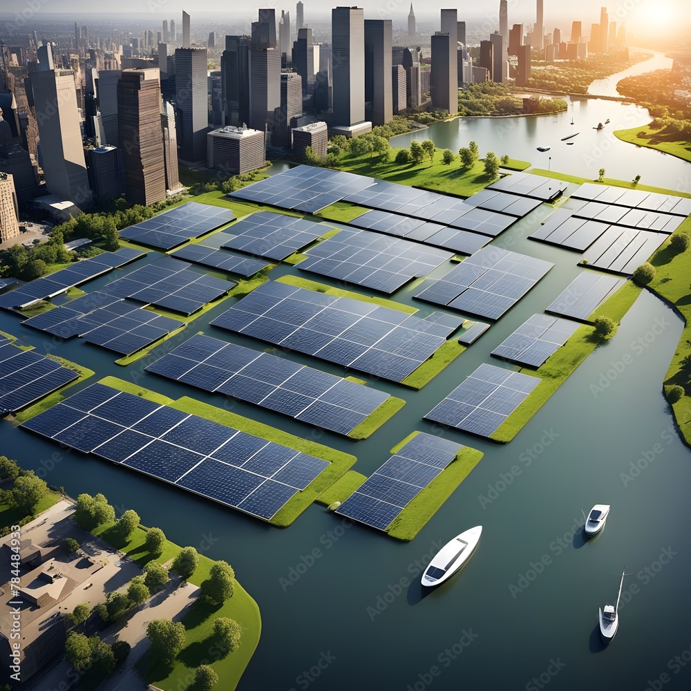 solar panels floating on the city's waterways, harnessing solar energy ...