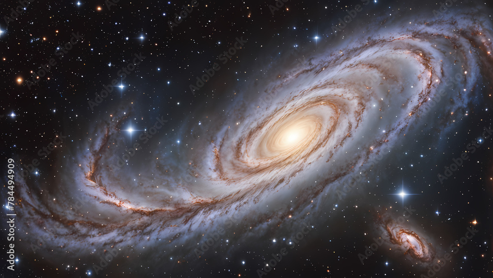 An image of a majestic spiral galaxy, with sweeping arms of stars and ...