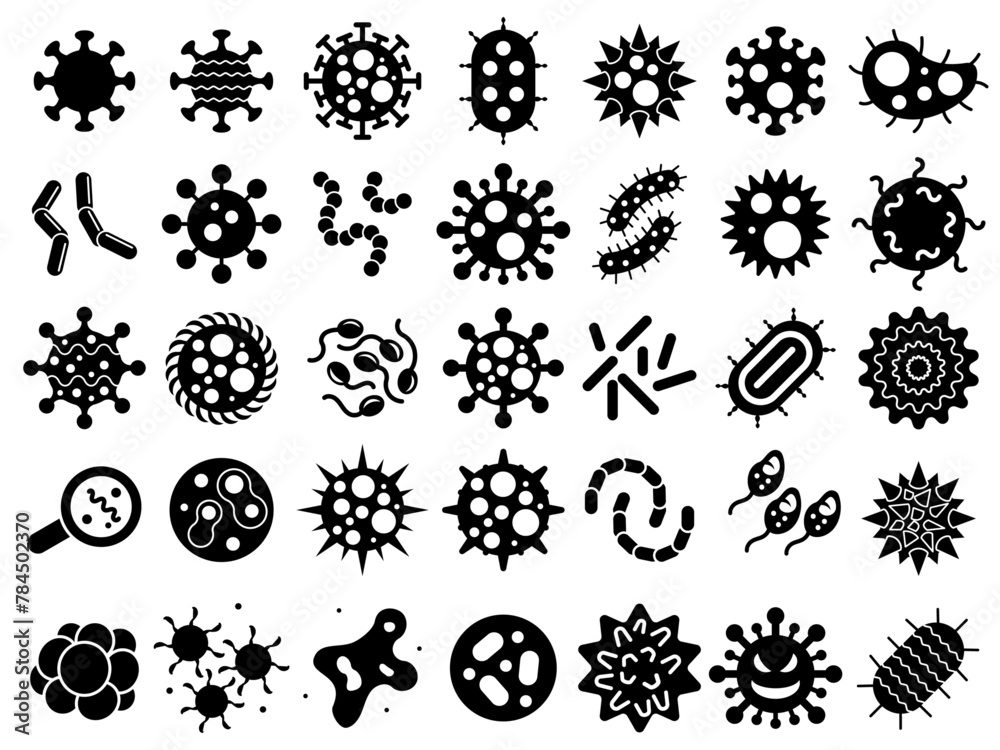 Silhouette set of vector illustrations of simple shapes of various ...