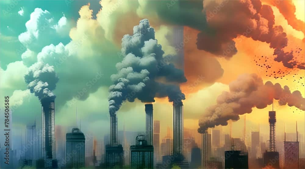 Vidéo Stock Split illustration depicting one side of a city with ...