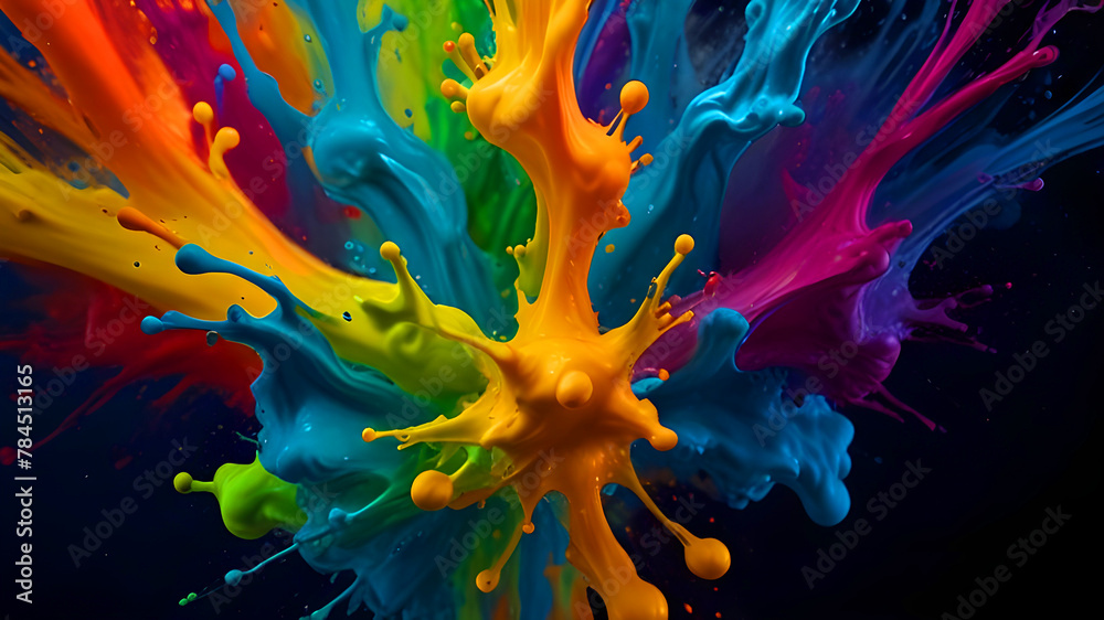 Liquid color paint splash like water. A vivid paint splash swirling ...