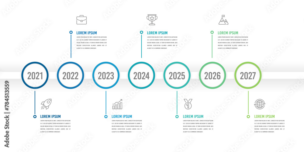 Minimal 7 Steps Infographic Timeline Template Presentation with ...