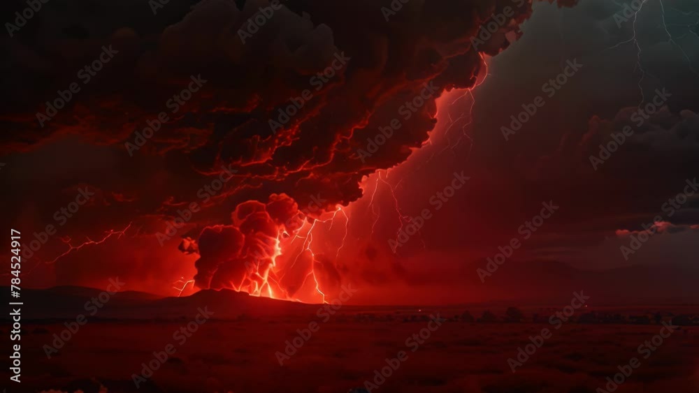 Video Animation of powerful thunderstorm, where intense lightning ...