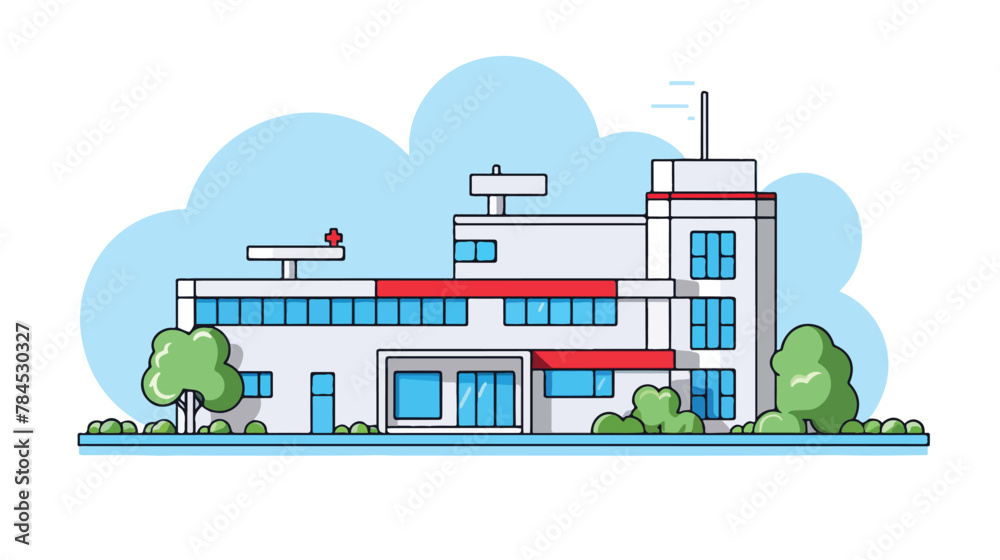 Thin line hospital icon 2d flat cartoon vactor illustration Stock ...
