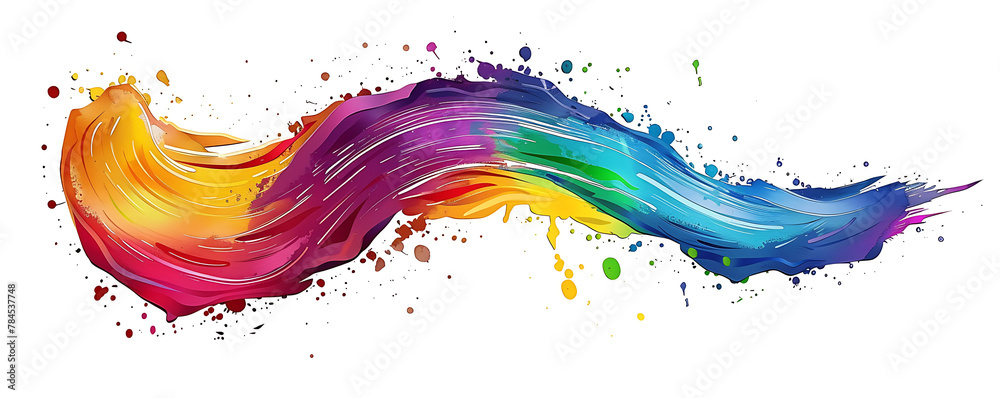Abstract splash acrylic rainbow colorfull brush stroke oil paint smear ...