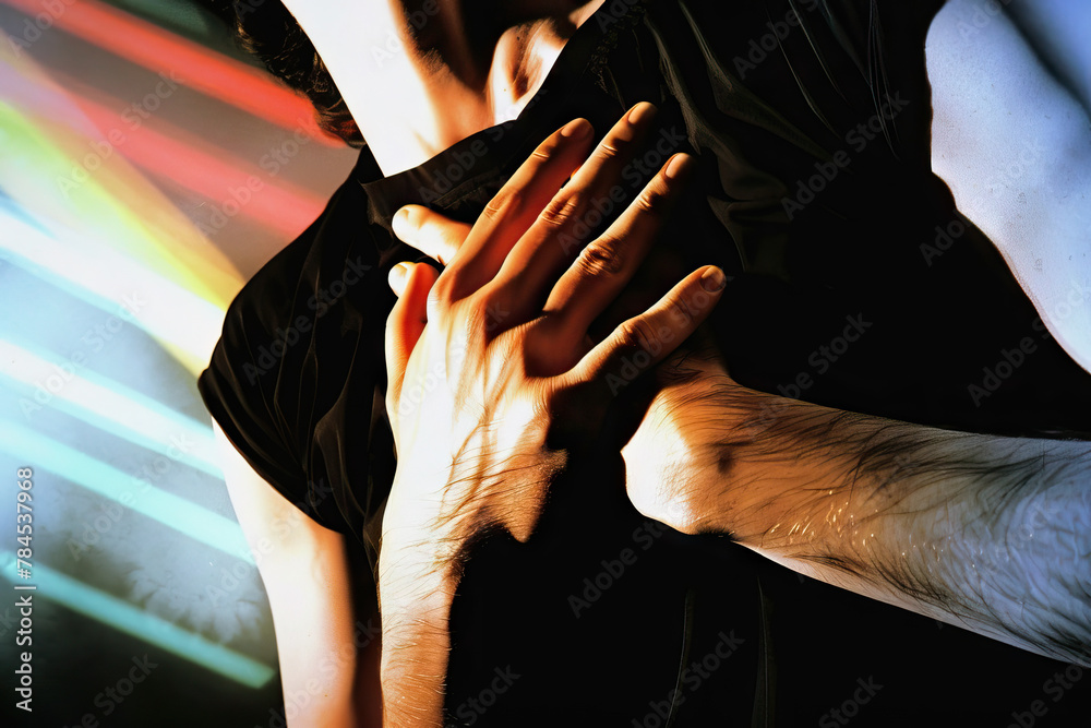 Sapphire Strain: A person's hands gripping their chest, gasping for ...