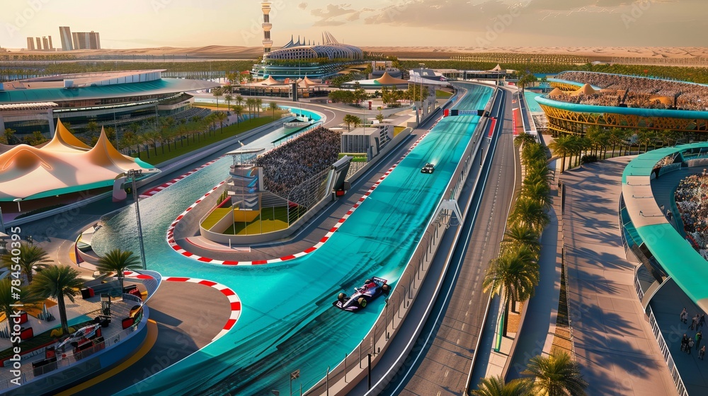 The Formula One racing track map of Yas Marina Circuit in Abu Dhabi ...