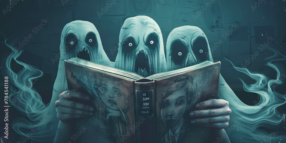 Sinister School Spirits: Hands gripping a textbook, eyes scanning for ...