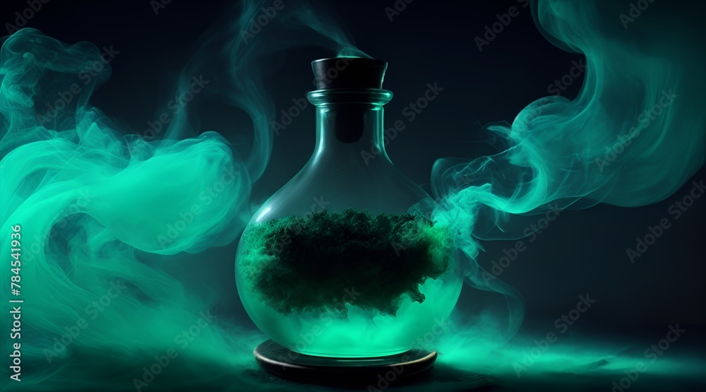 Smoke green background light blue dark smell toxic black bad fog stinky ...