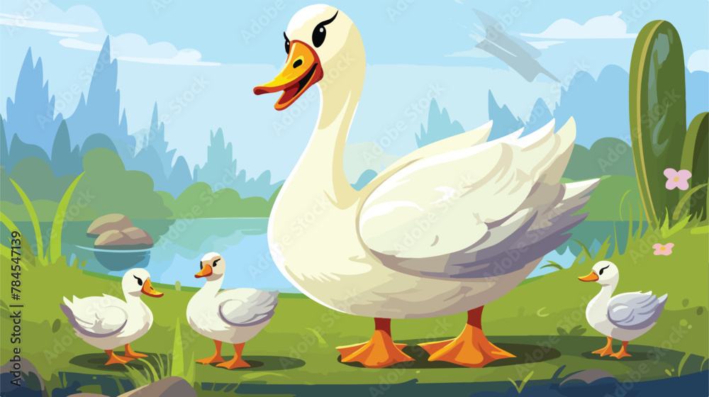 Ugly duckling fairy tale. Duckling is born into fam Stock Vector ...