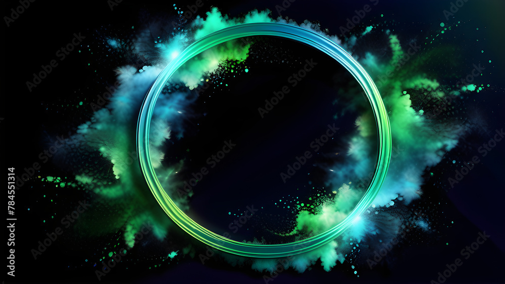 Exploding Green Circular Backgrounds on Black, Bursting Green Rounds in ...
