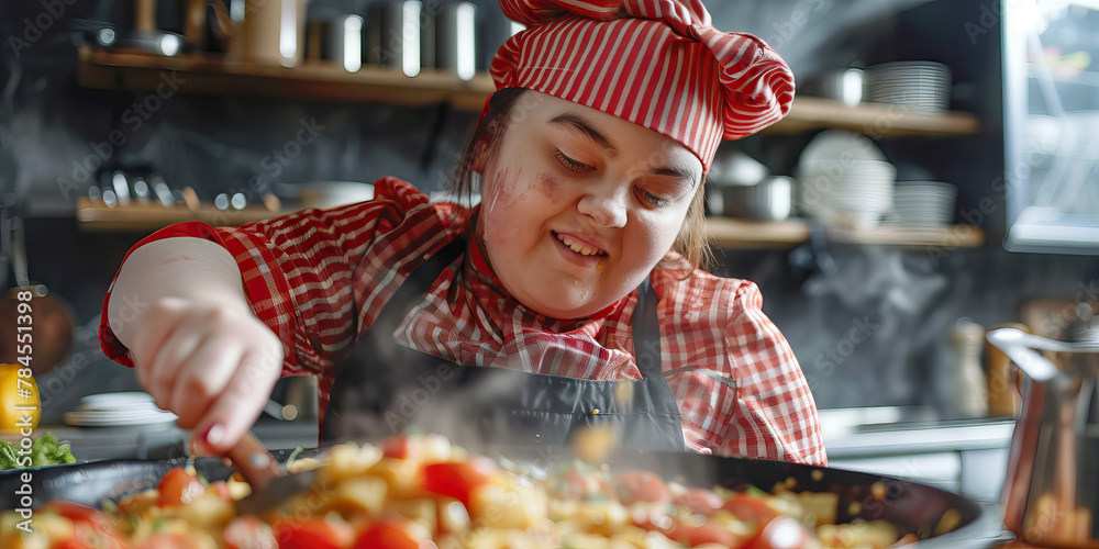 Culinary Skills: Young Adult with Down Syndrome Cooking a Gourmet Meal ...